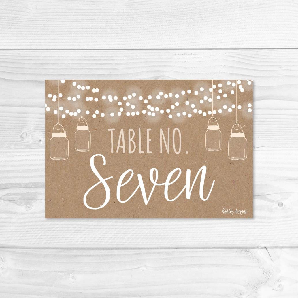 Tree Lights Kraft Rustic Wedding Table Numbers Template - DIY Table ...