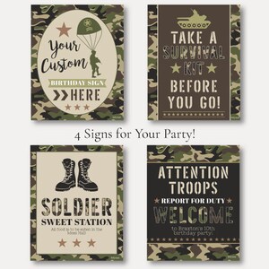 Camo Army Kids Party Complete Package Templates - Invitation, Signs ...