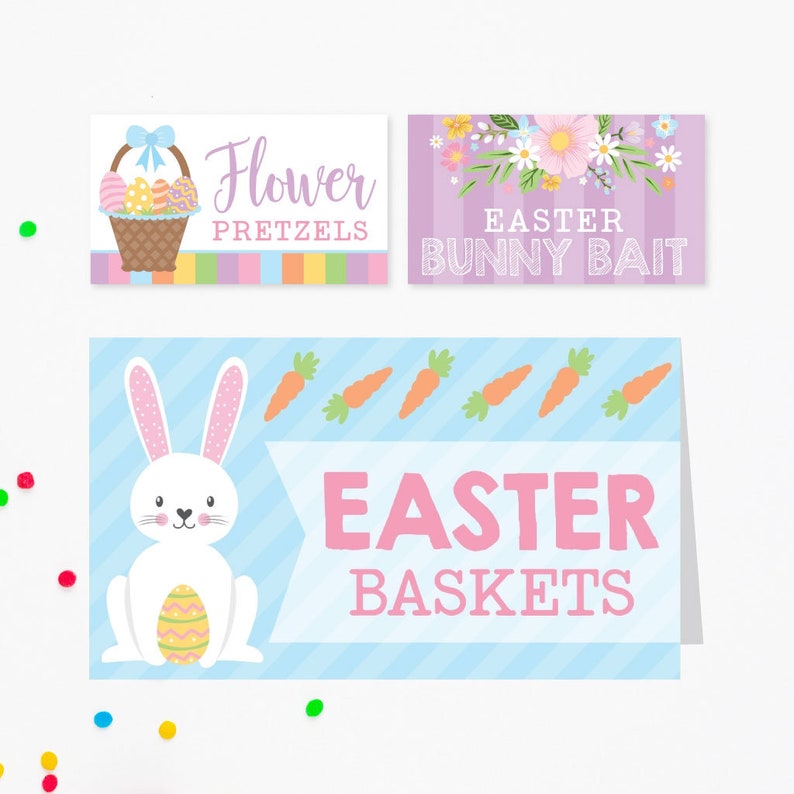 Easter Food Tent Cards Template Easter Label Easter Flags | Etsy