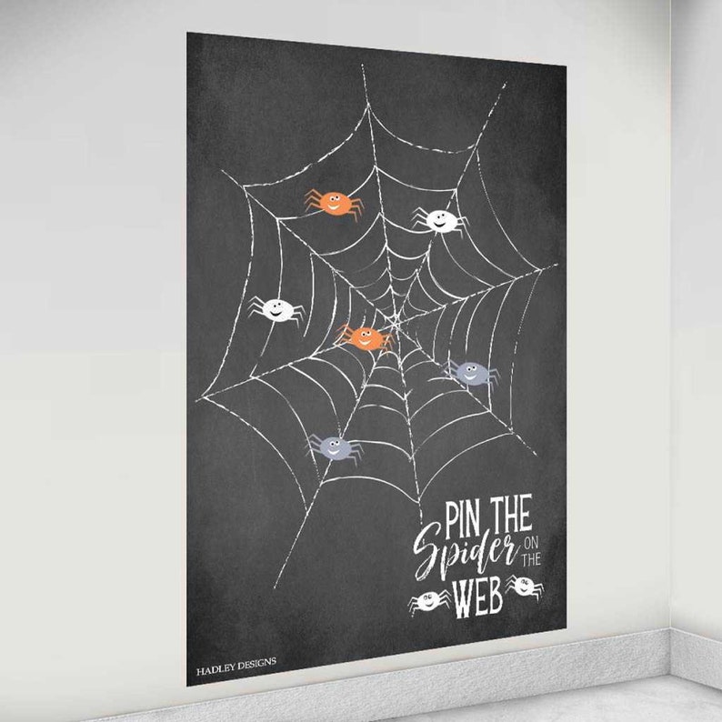 Halloween Party Game Template Pin the Spider on the Web - Etsy