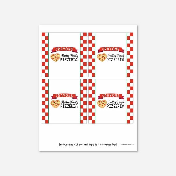 Pizza Party Crayon Box Label Template Crayon Box Template - Etsy