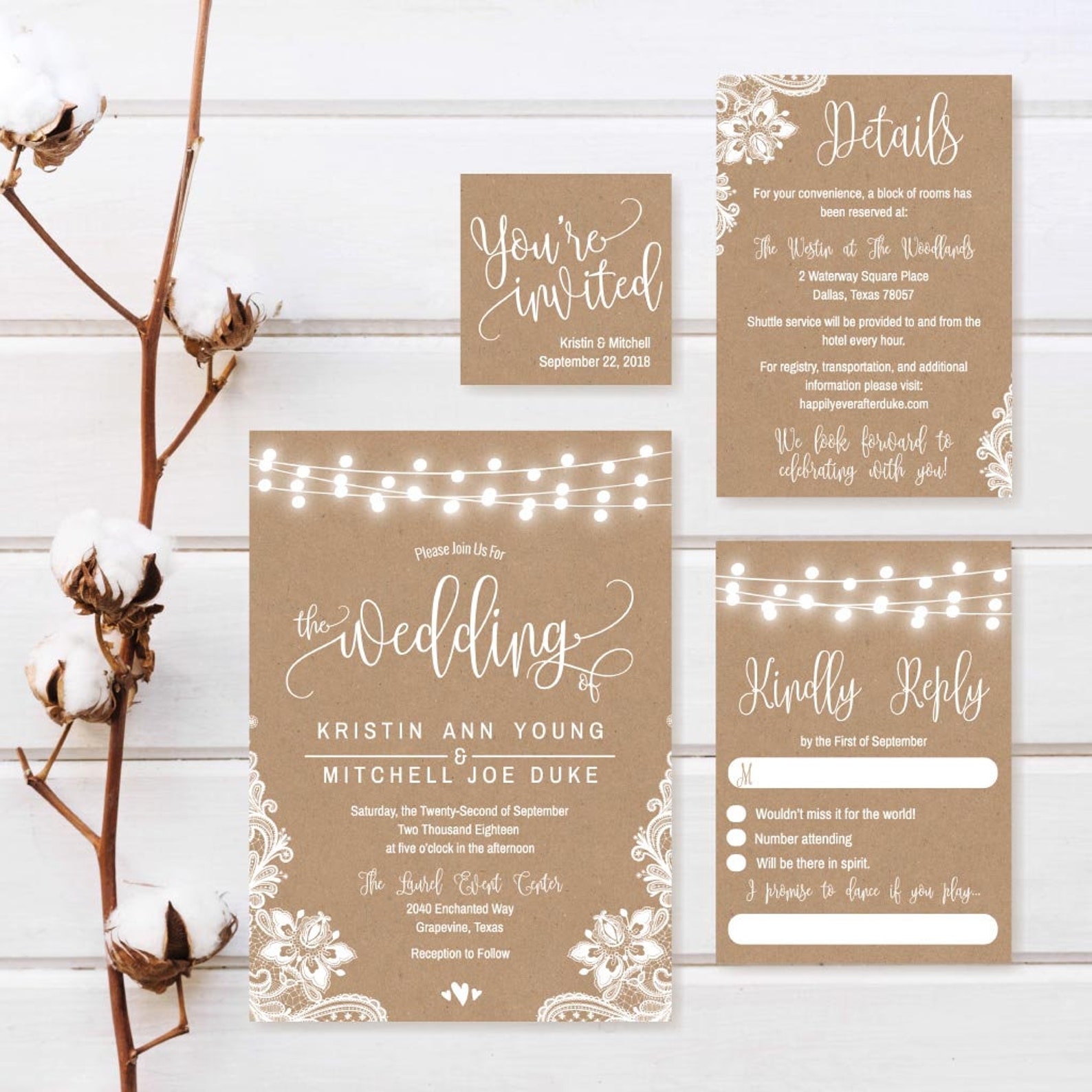 Wedding Invitations With RSVP Online Wedding Invitations | Etsy