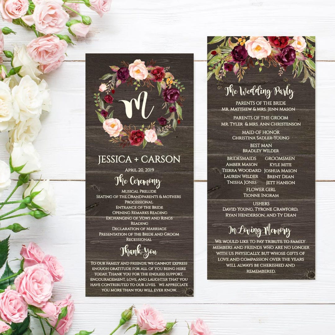 Wedding Program Thank You Messages, Wedding Programs Online Template ...