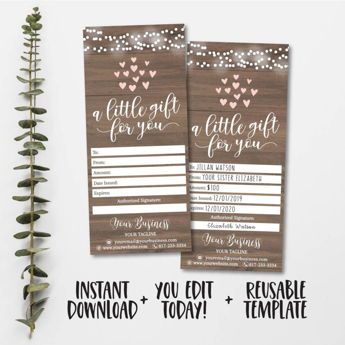 Editable Custom Gift Certificate A Gift for You Template | Etsy