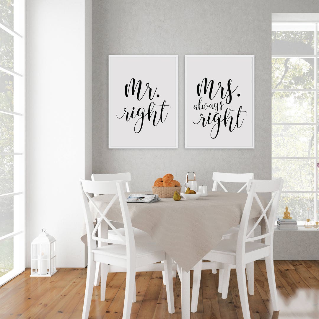 Mr. Right and Mrs. Always Right Printable Sign Set Home Decor - Etsy