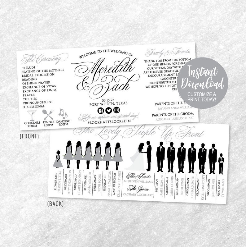 Wedding Program Thank You Template, Wedding Program Ideas Wording ...