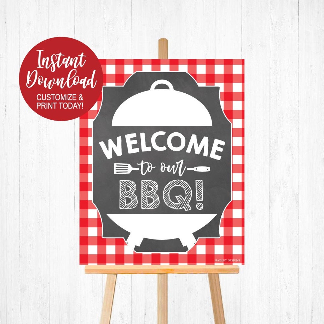 Printable Welcome to Our BBQ Sign, Labor Day Picnic Outdoor Decor ...