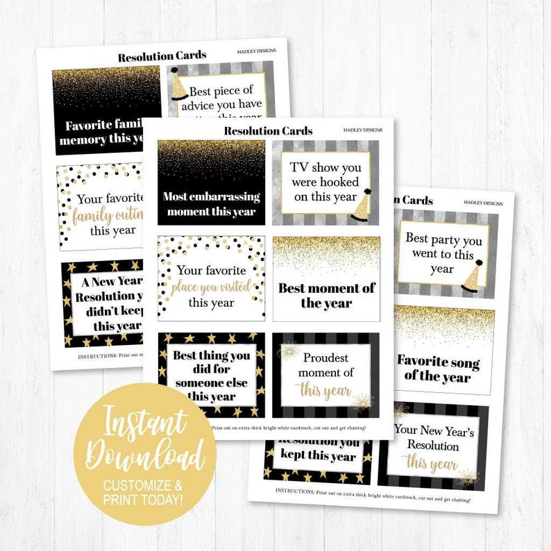 New Years Resolution Printable NYE Party Card Idea Goals for - Etsy