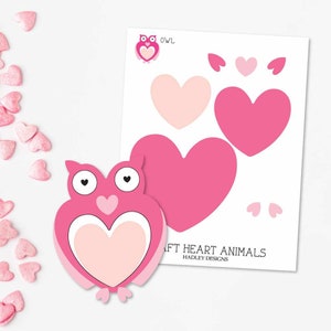 Valentine's Day Party Craft Heart Animals Template - Valentine Craft ...