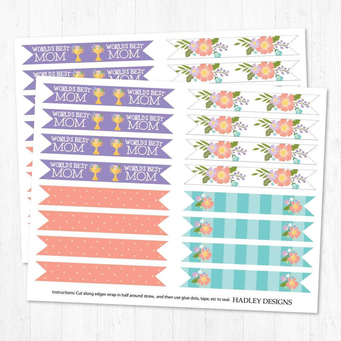 Mother's Day Custom Straw Tags Template Printable - Etsy