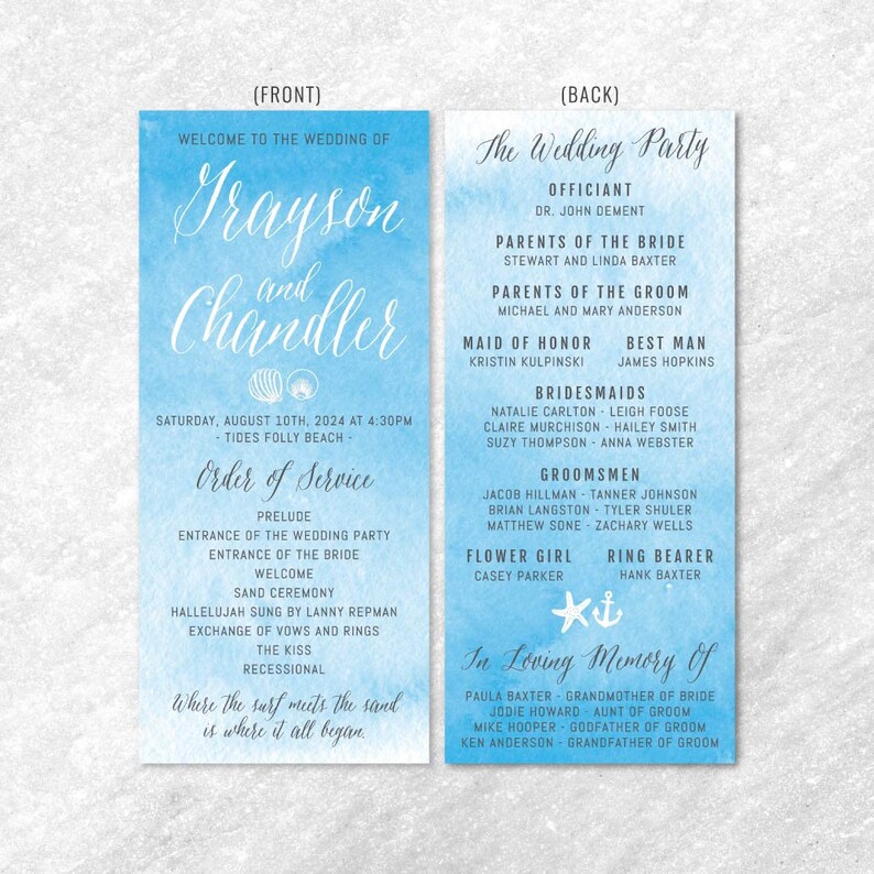 Beach Wave Wedding Program Template Programs Designs - Etsy