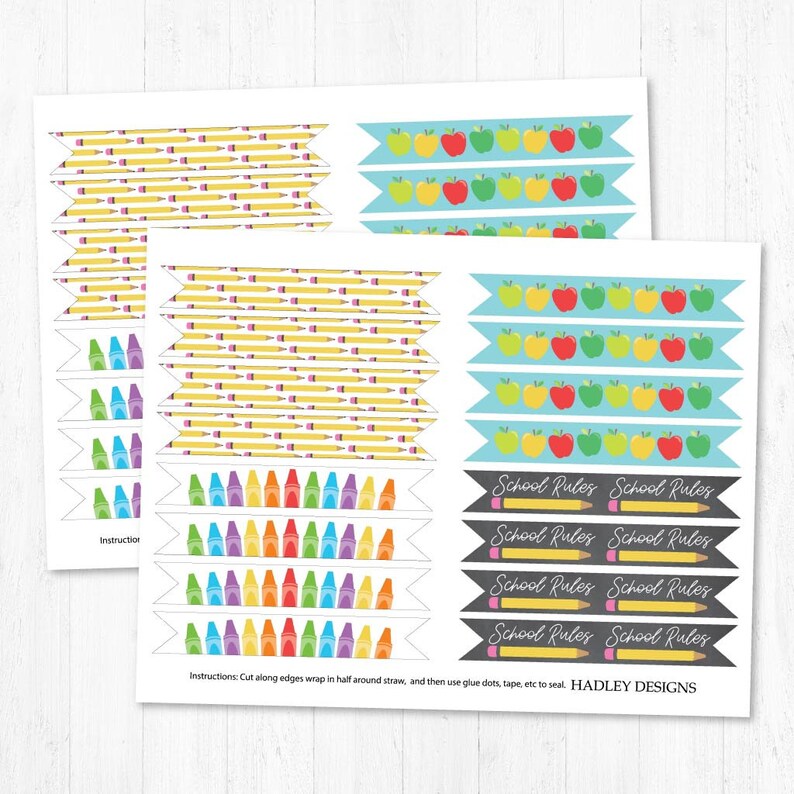 School Straw Topper Printable Back to School Kids Party Straw - Etsy