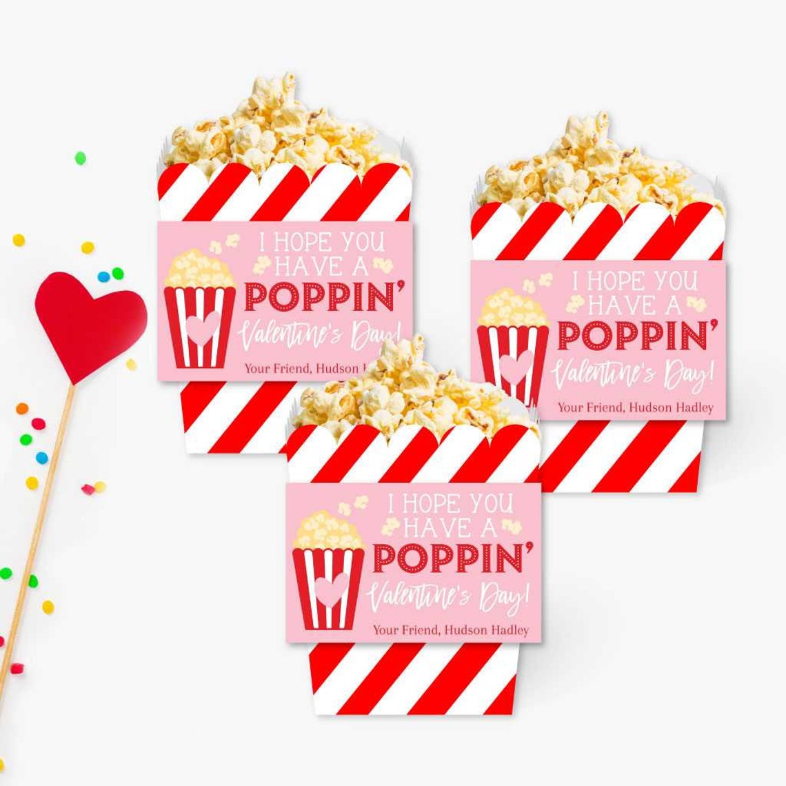 Valentine's Day Party Popcorn Tag Template Popcorn Tag | Etsy