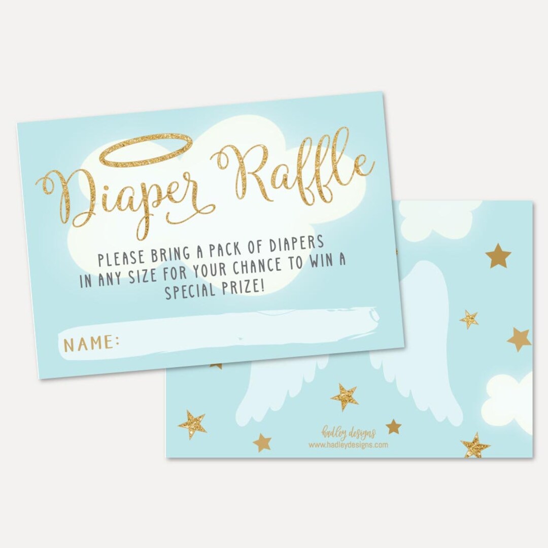 Angel Boy Baby Shower Diaper Raffle Template - Diaper Raffle Instant ...