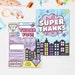 Superhero Kids Party Fill in the Blank Thank You Card Template ...