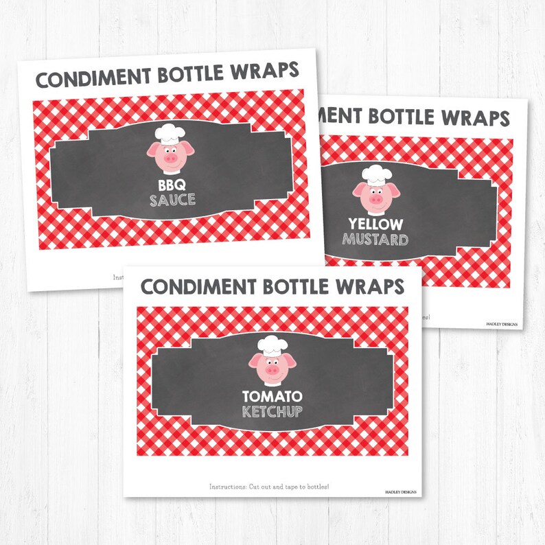 Printable Backyard BBQ Condiment Bottle Labels Summer Cookout | Etsy