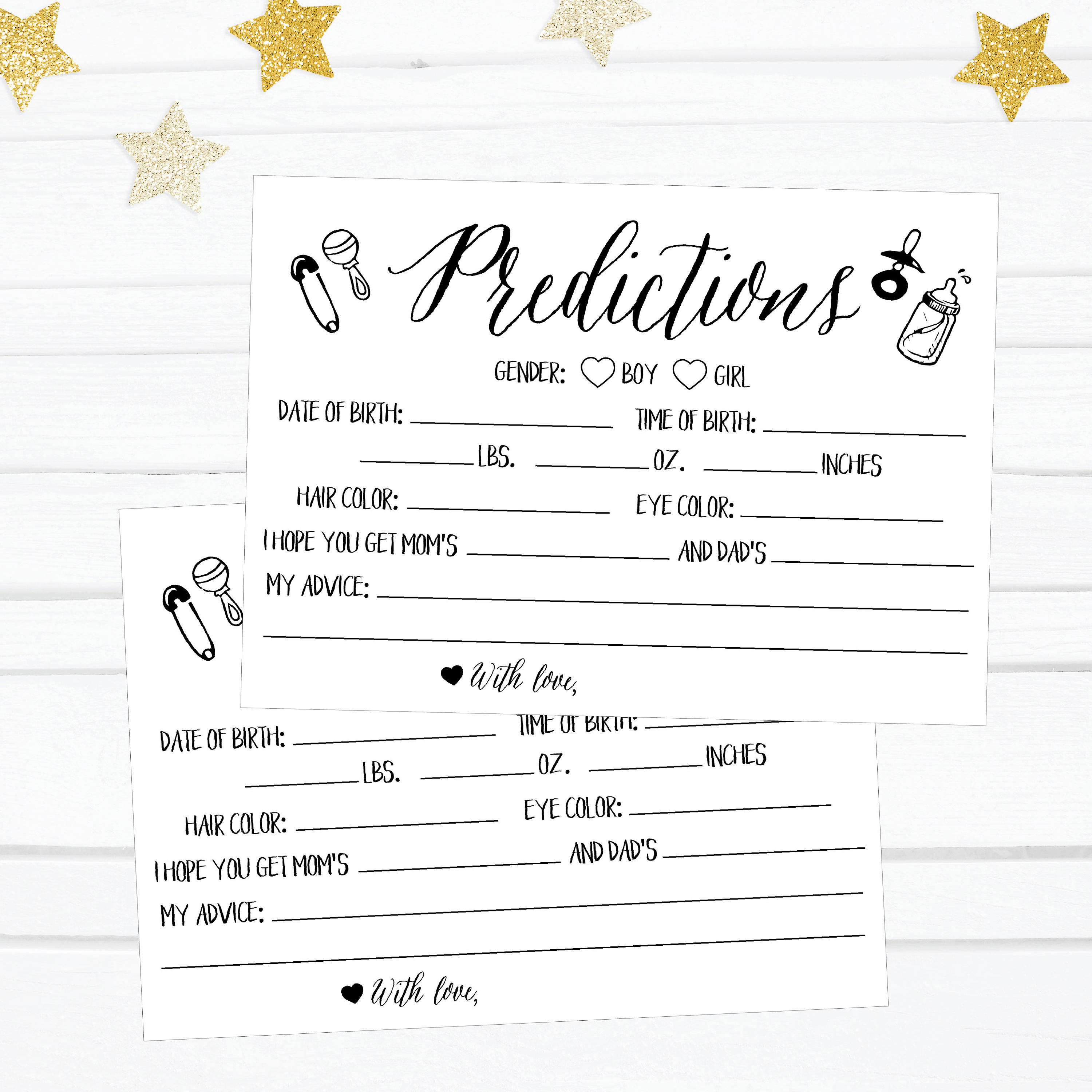 Modern Baby Prediction Game Baby Advice Cards Baby Shower | Etsy