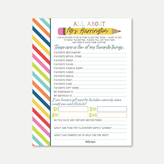 Back to School Teacher Survey Template Teacher Survey All - Etsy