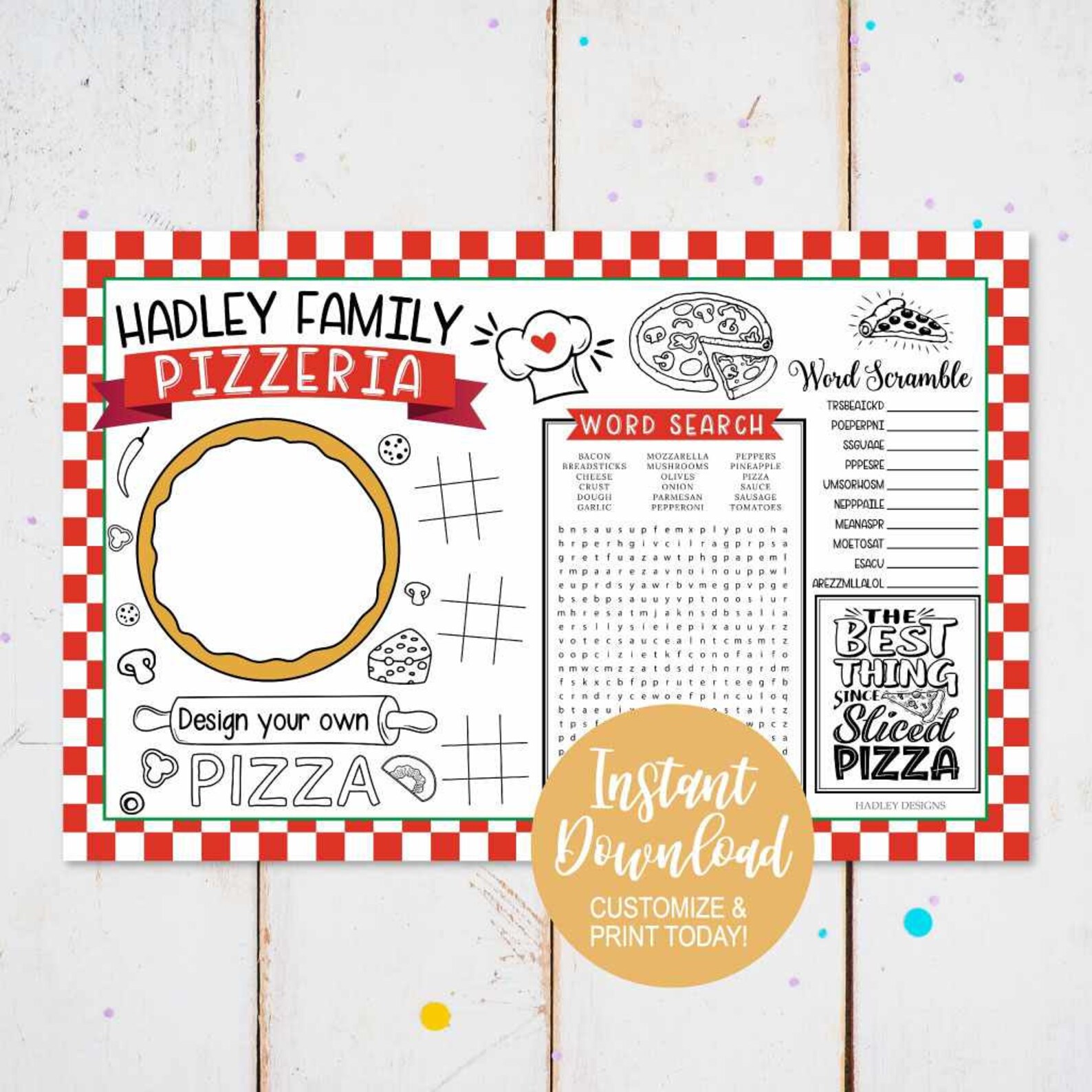 Pizza Table Place Mats, Pizza Party Table Placemats, Placemat for Kids ...