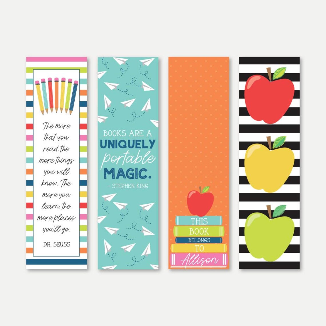 Back to School Bookmark Template Book Mark Printable - Etsy UK