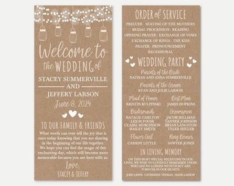 Rustic Wedding Program Template | Etsy