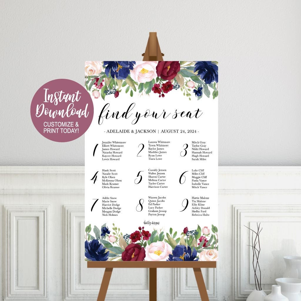 Custom Seating Chart, Wedding Sign Seating, Wedding Ceremony Signs for ...
