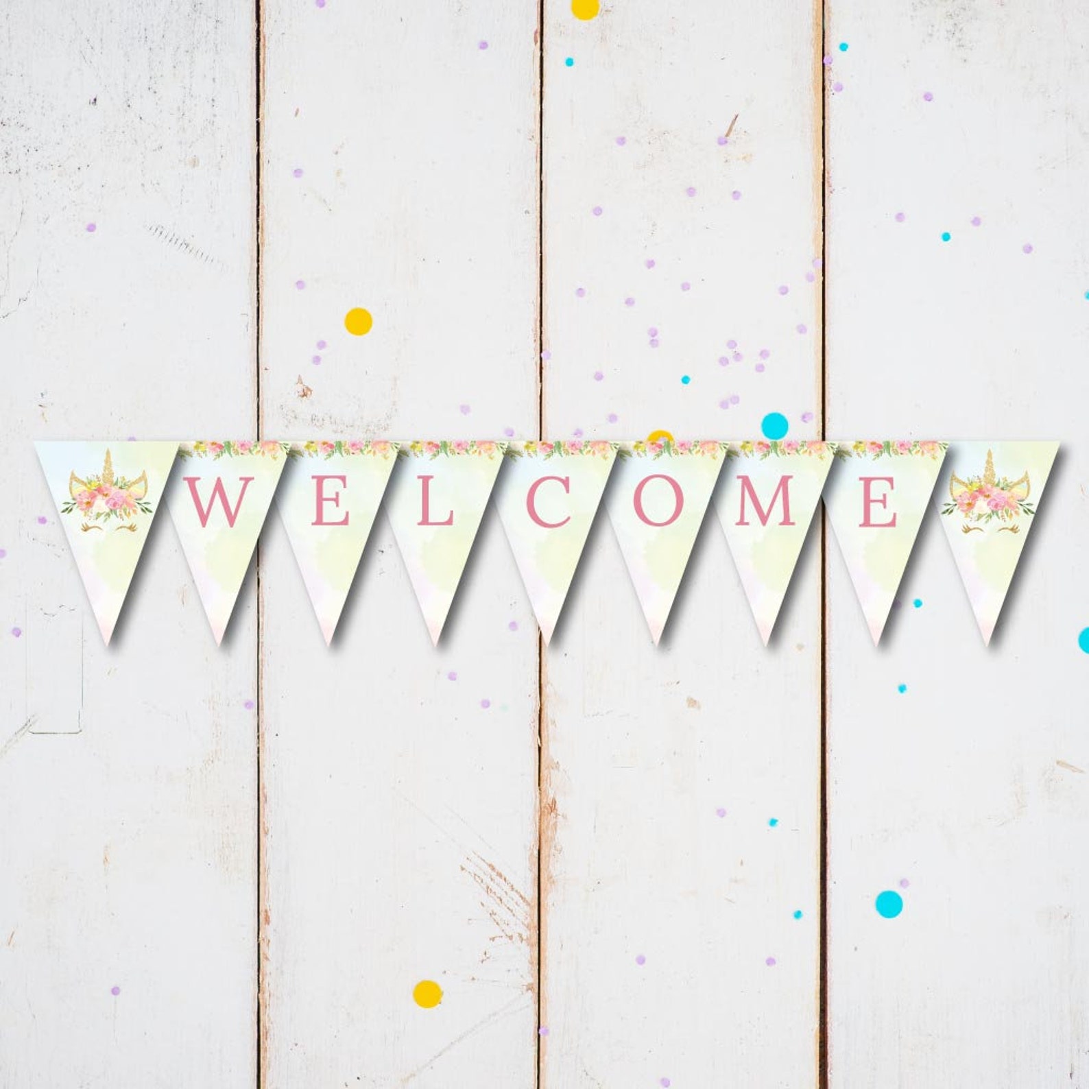 Gold Glitter Unicorn Baby Shower Banner Template baby Shower - Etsy