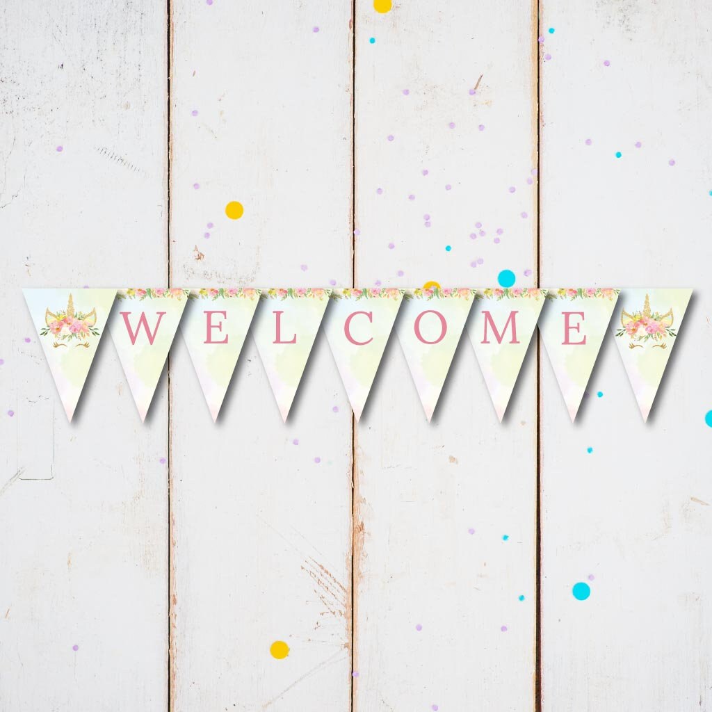 Gold Glitter Unicorn Baby Shower Banner Template -baby Shower Banner ...