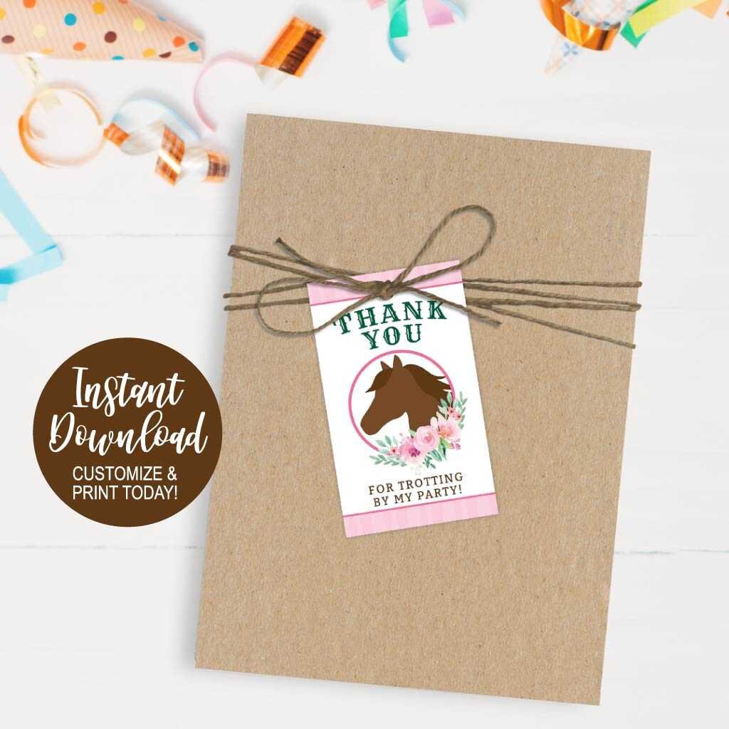 Printable Tags for Favors Horse Party Thank You Tags Favor | Etsy