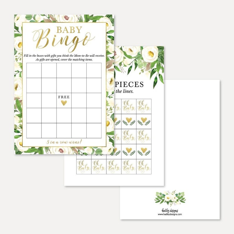 Greenery Wreath Baby Shower Bingo Game Template Bingo Baby | Etsy