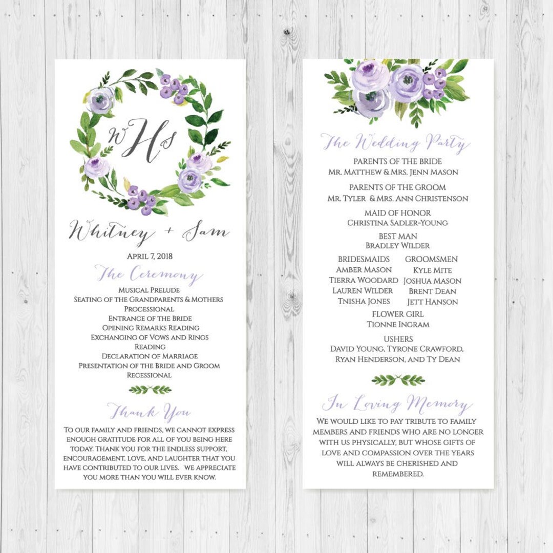 DIY Printable Wedding Programs Templates, Wedding Program Ideas ...