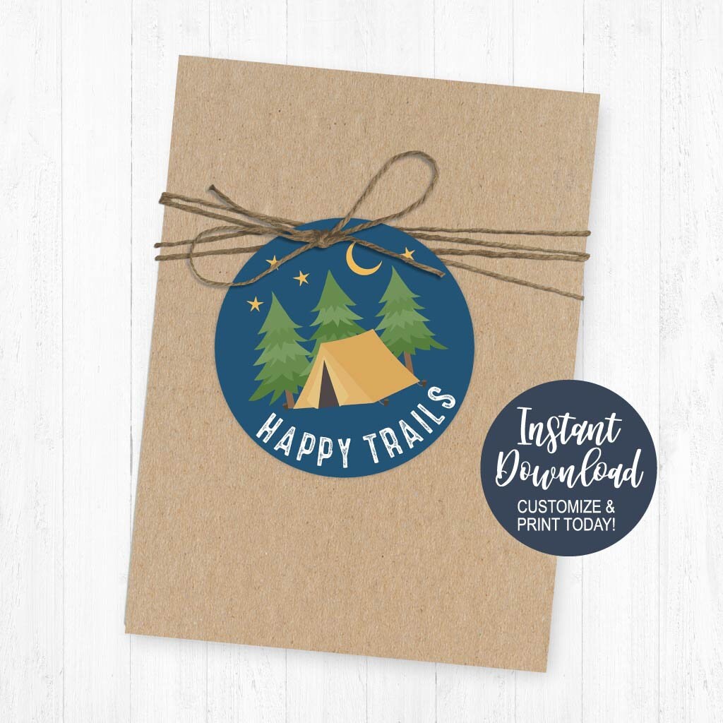 Happy Trails Camp Favor Tag Printable Outdoor Summer Camp - Etsy