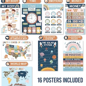 16 Boho Kids Educational Posters for Toddlers - Pre K Learning Posters ...