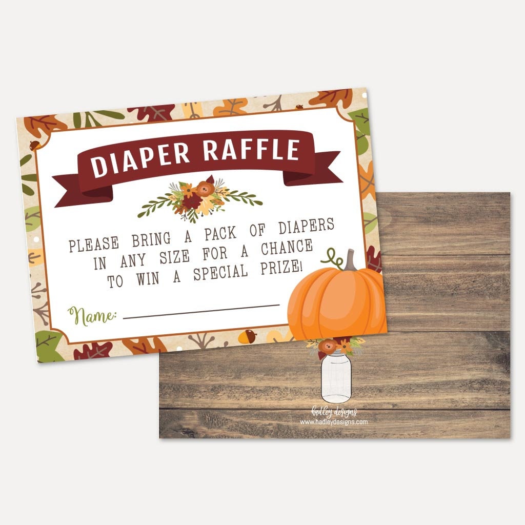 Fall Rustic Baby Shower Diaper Raffle Template Ticket | Etsy