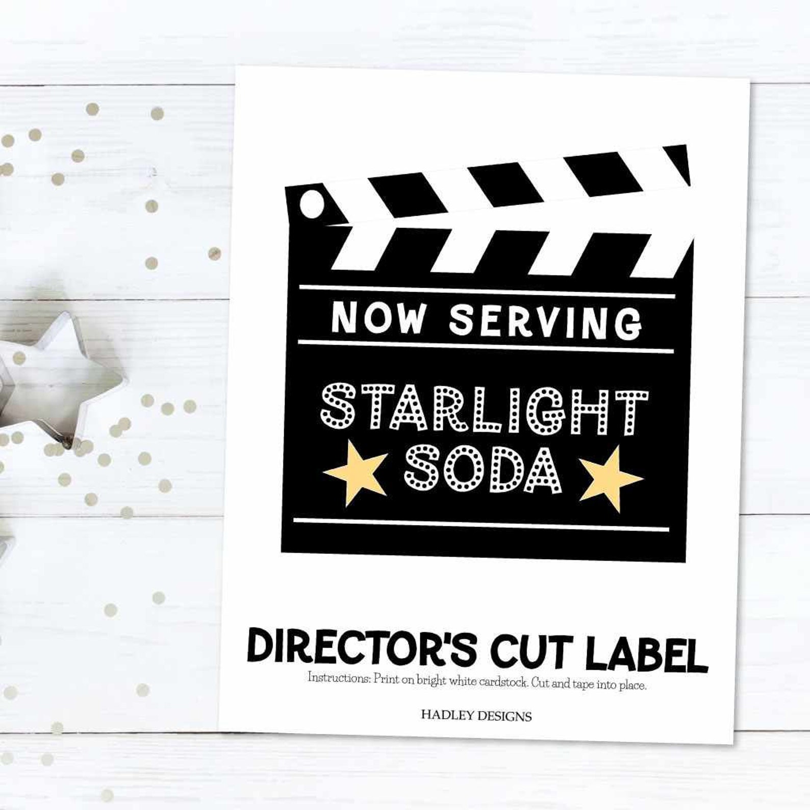 Movie Night Clapper Label Template - Movie Night Ideas, Movie Birthday ...