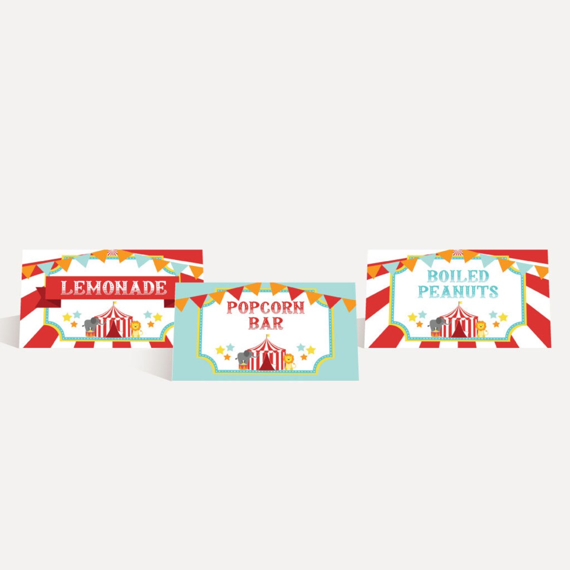 Circus Red Blue Instant Download Food Label, Printable Food Label ...