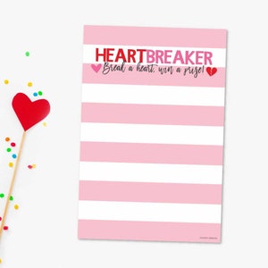 Valentine's Day Party Heart Breaker Game Template - Punch Board, Kids ...