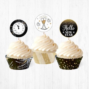 New Years Eve Party Cupcake Topper Template - Printable New Years ...