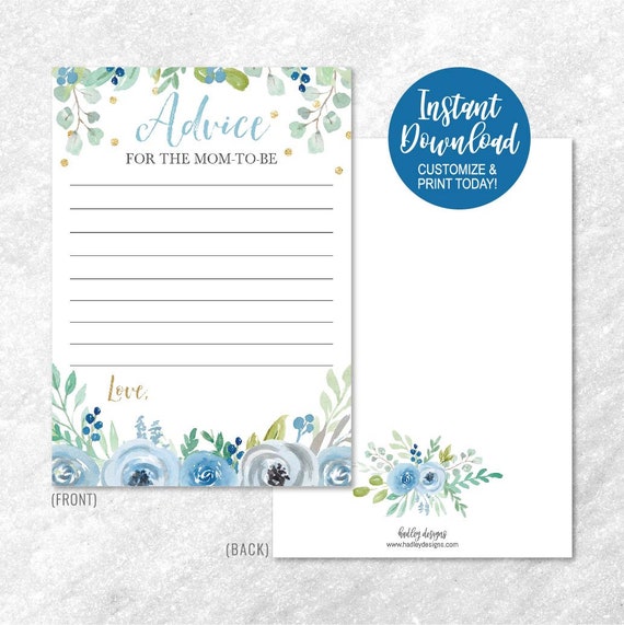 Advice for New Parents Advice Card Template Advice Card | Etsy
