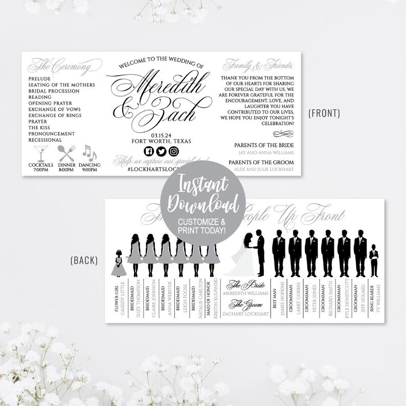 Wedding Program Thank You Template, Wedding Program Ideas Wording ...