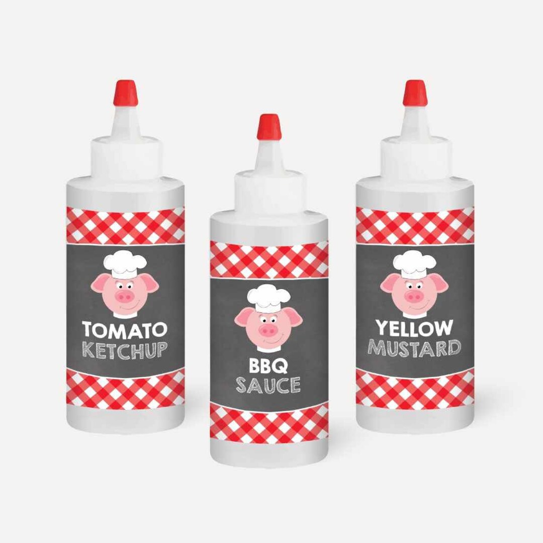 Printable Backyard BBQ Condiment Bottle Labels, Summer Cookout Wrappers ...