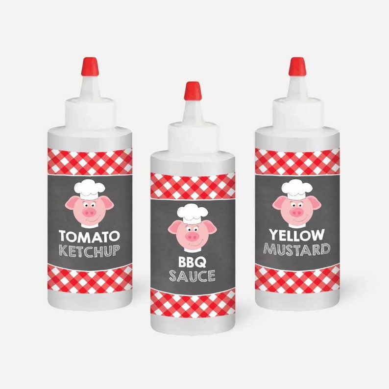 Printable Backyard BBQ Condiment Bottle Labels, Summer Cookout Wrappers ...