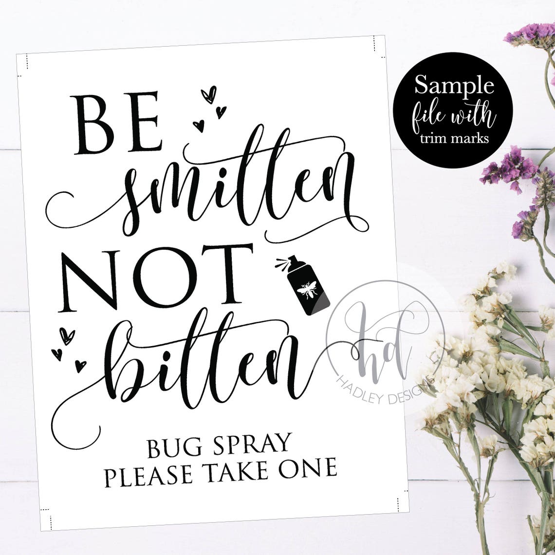 Be Smitten Not Bitten Outdoor Bug Spray Summer Wedding Sign | Etsy