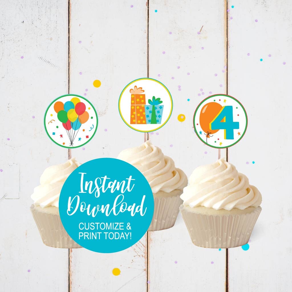 Birthday Cupcake Topper Printable Custom Cupcake Topper | Etsy
