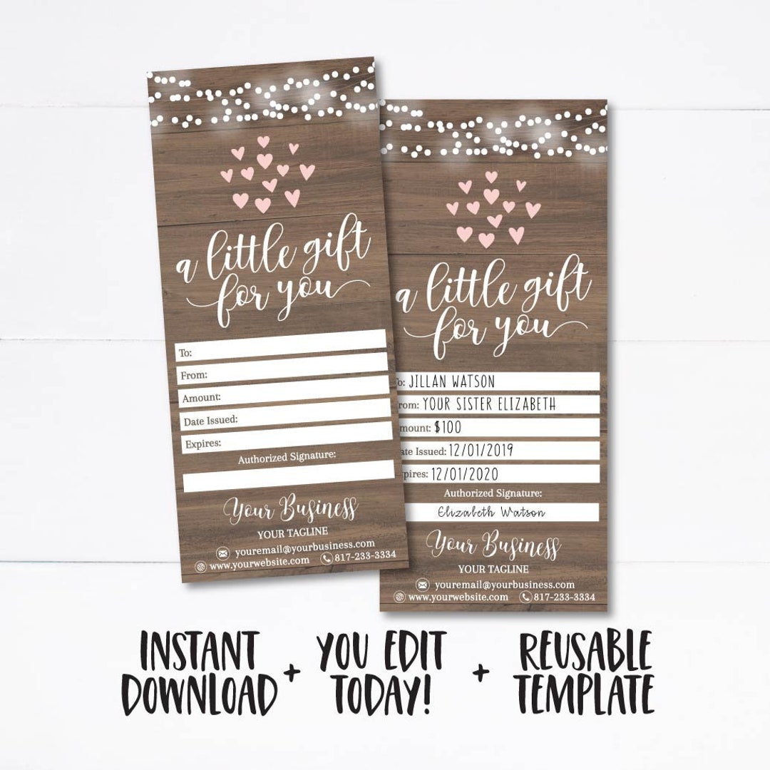 Editable Custom Gift Certificate A Gift for You Template - Etsy