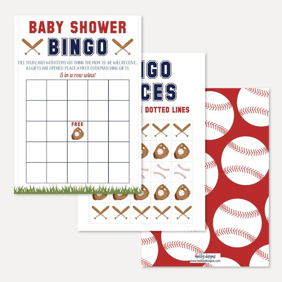 Baseball Baby Shower Bingo Game Template - Bingo Baby Shower, Baby ...