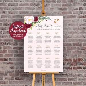Custom Seating Chart, Wedding Sign Seating, Wedding Ceremony Signs for ...