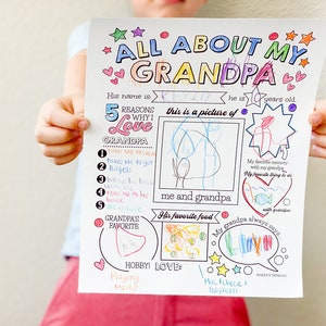 All About Grandma AND All About My Grandpa Printable Template, DIY ...