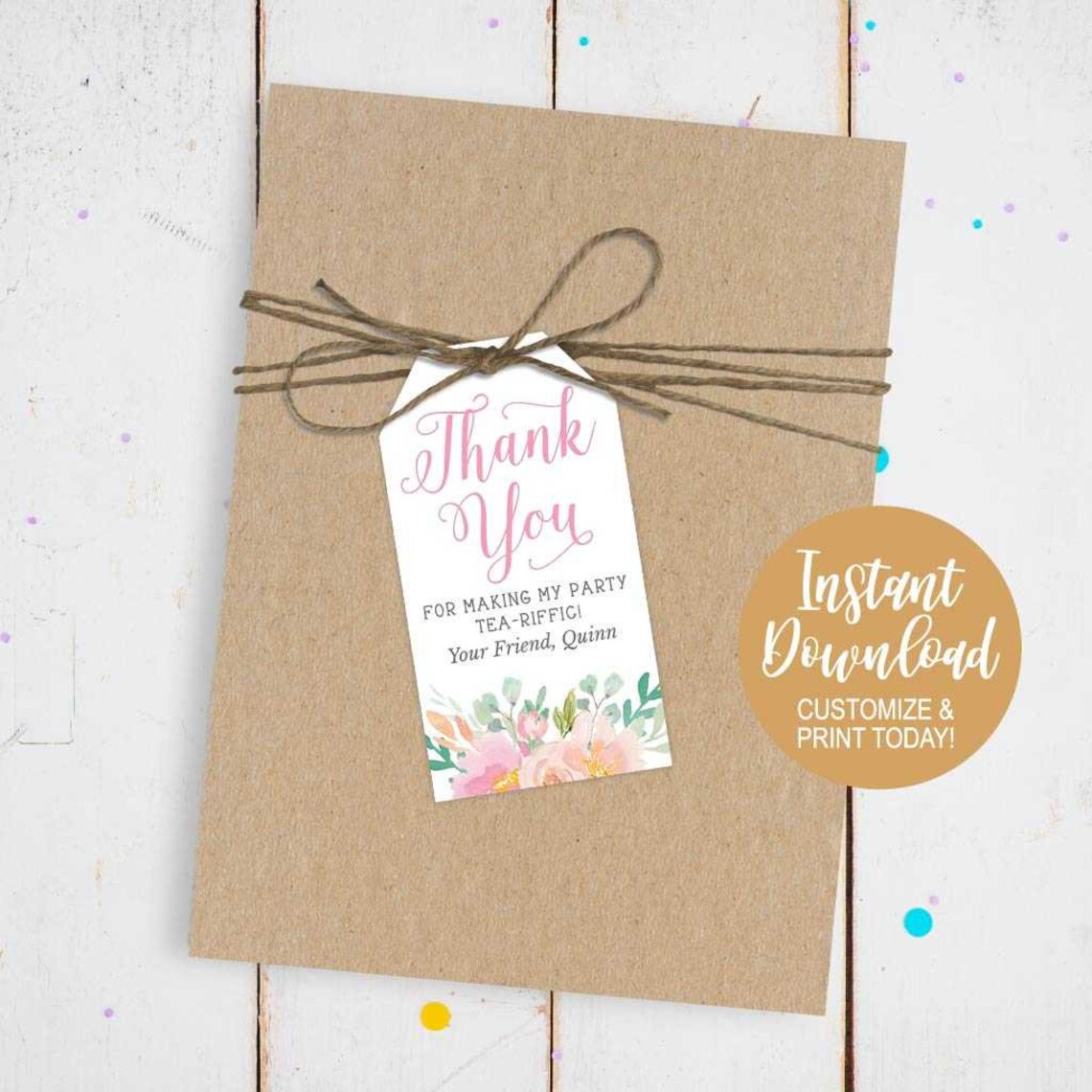 Printable Tags Thank You, Tea Party Favor, Tea Party Favor Bag ...