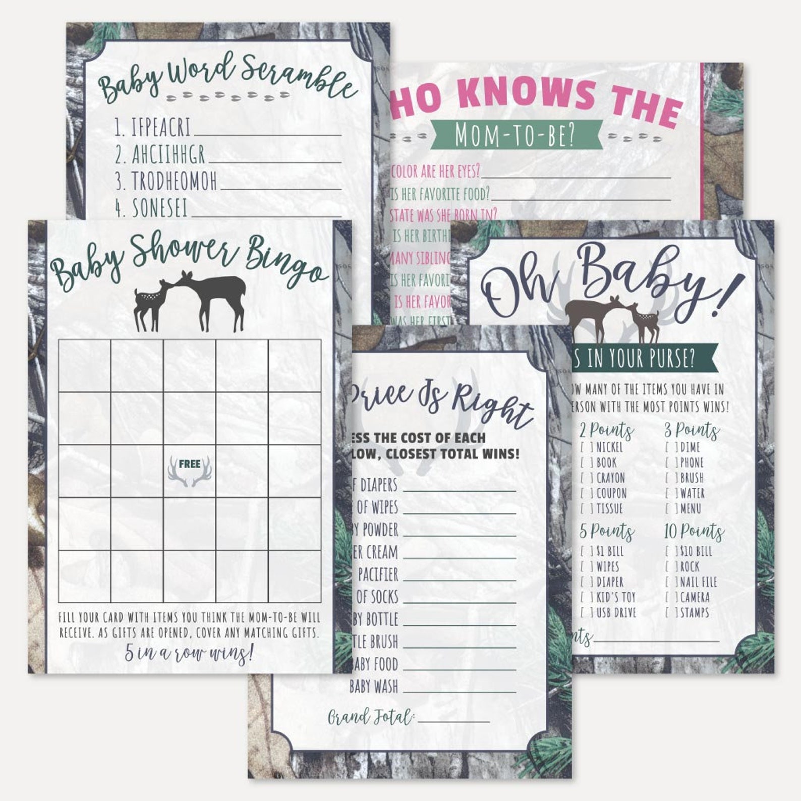 Baby Shower Game Suite, Baby Shower Game Package, Baby Shower Game ...